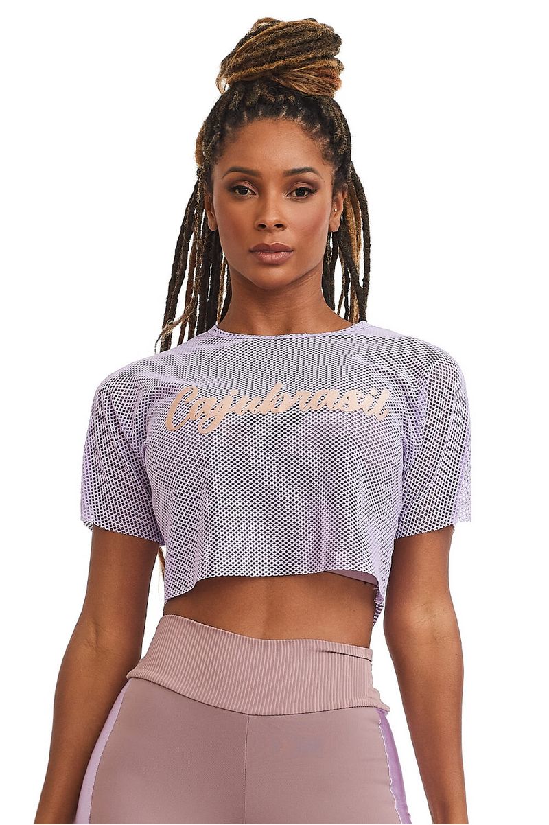 Cropped Fitness Smiling Lilás