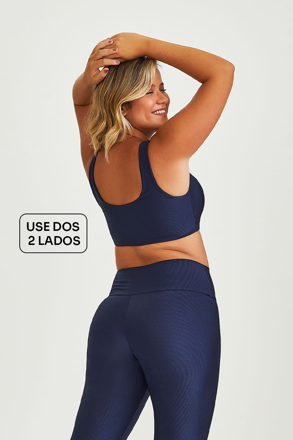 Top Canelado Trilobal 2 Em 1 Azul Eclipse